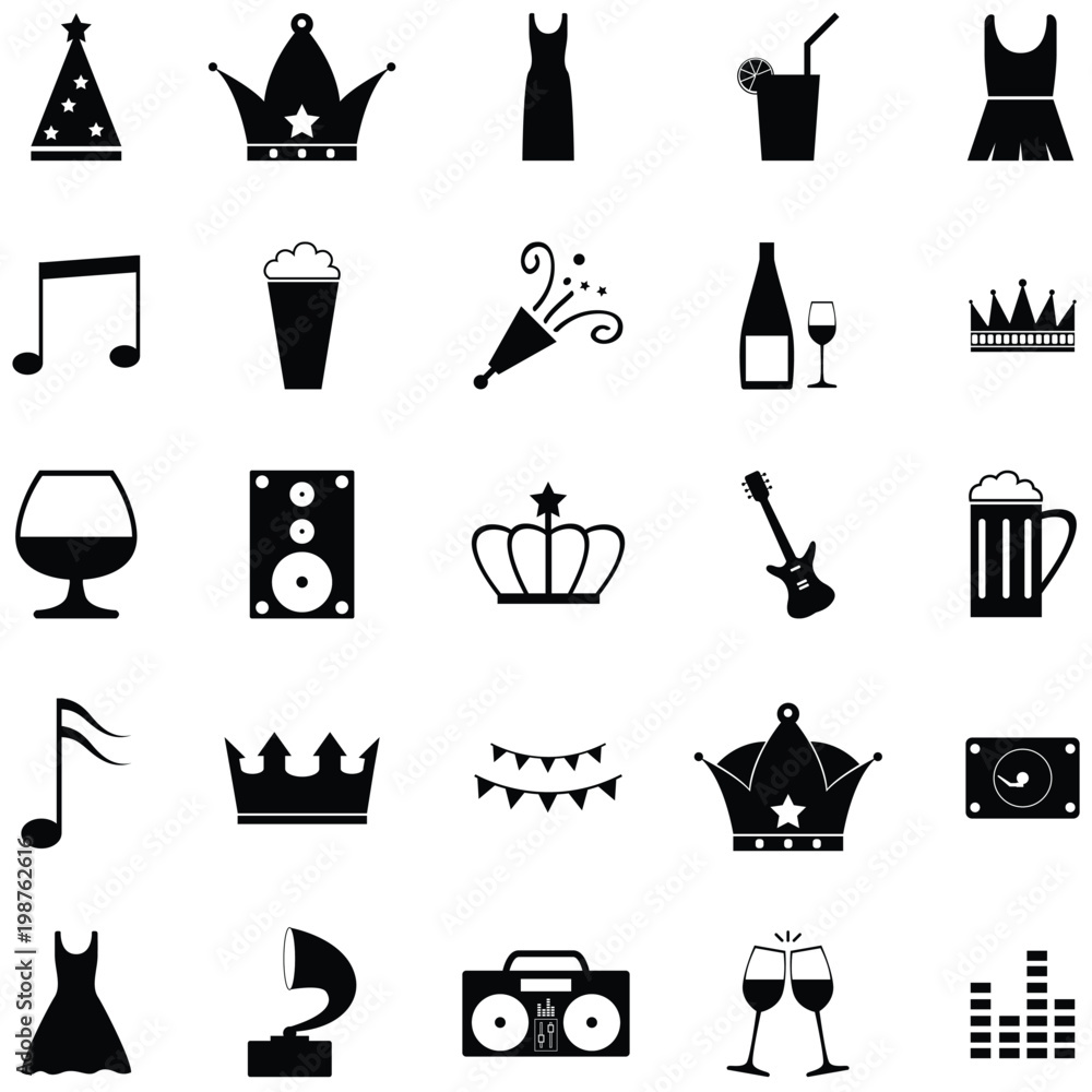 prom icon set Stock Vector | Adobe Stock