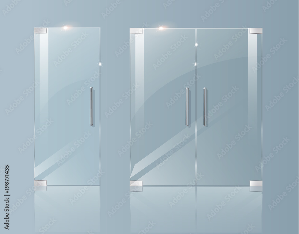 Glass doors, in a boutique office or shop. Vector illustration for ...