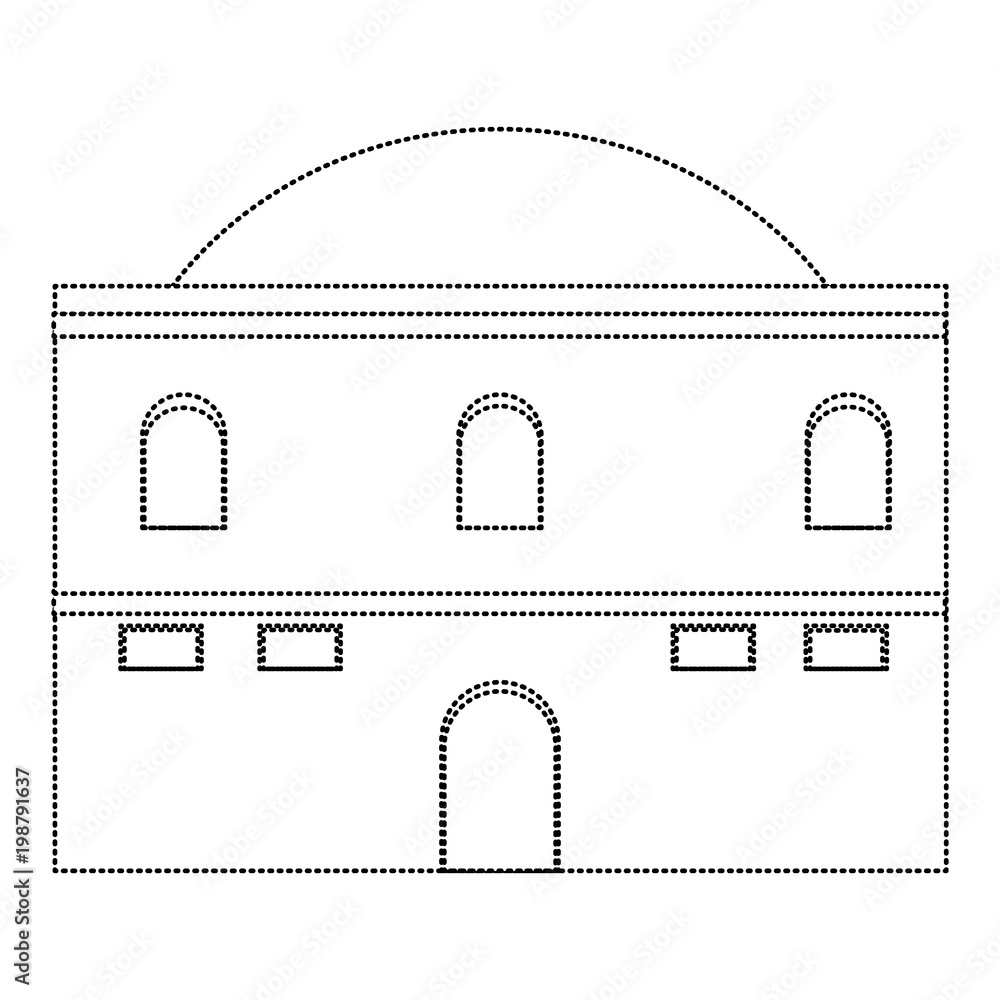 dotted shape aribic house building with windows and door Stock Vector ...