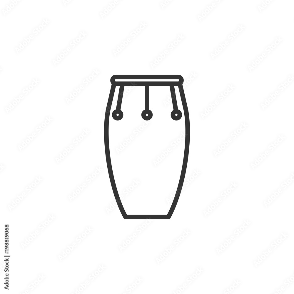 Black isolated outline icon of conga on white background. Line Icon of ...