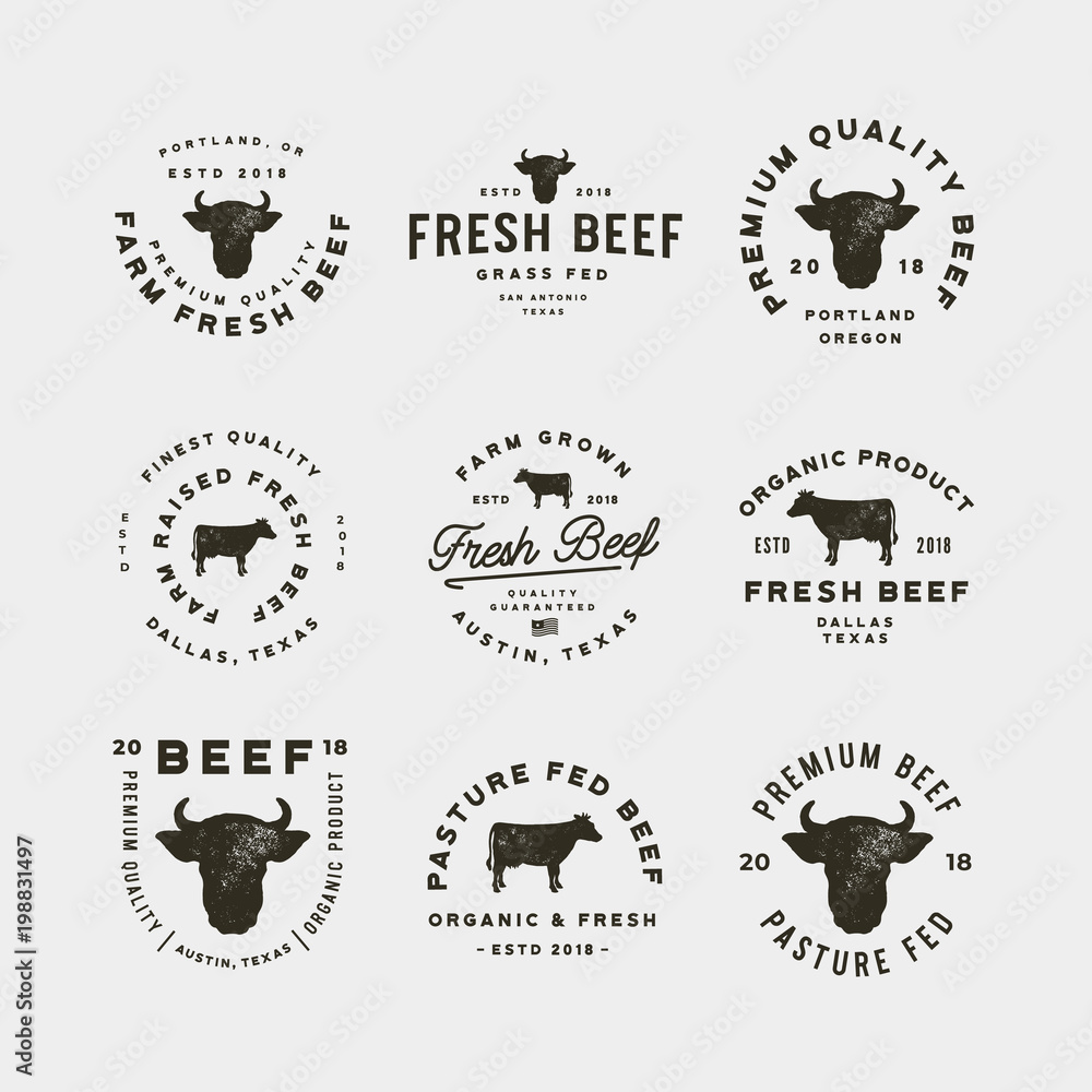 set of premium fresh beef labels. vector illustration Stock Vector ...