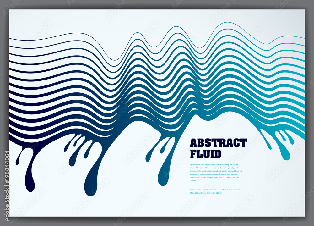 Wave lines fluid vector abstract background. 3d dynamic stripes motion ...