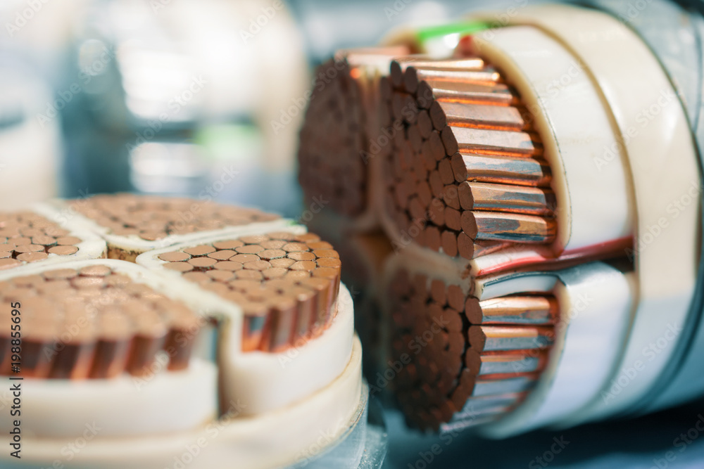 Cross section of high-voltage cable. Stock Photo | Adobe Stock