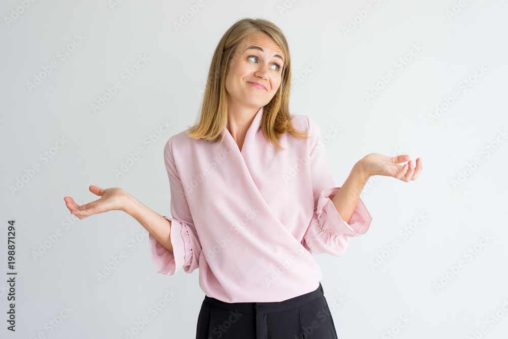 Woman Shrugging Shoulders