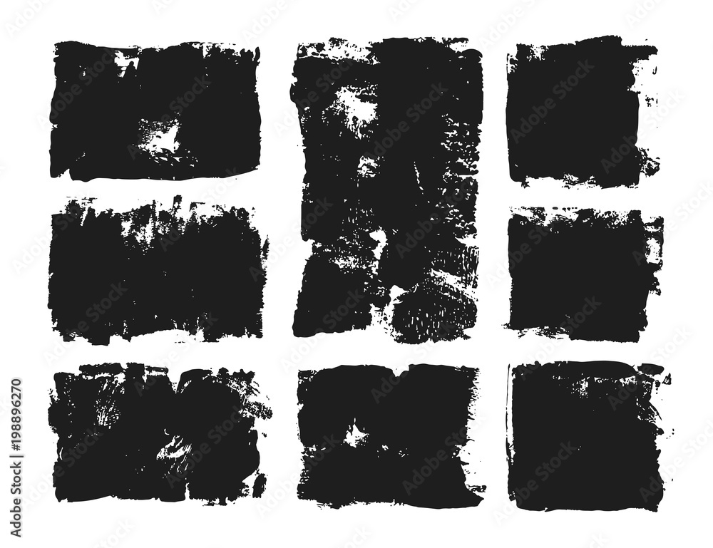 Set of rectangular text box. Grunge paint stripe. Vector brush stroke ...