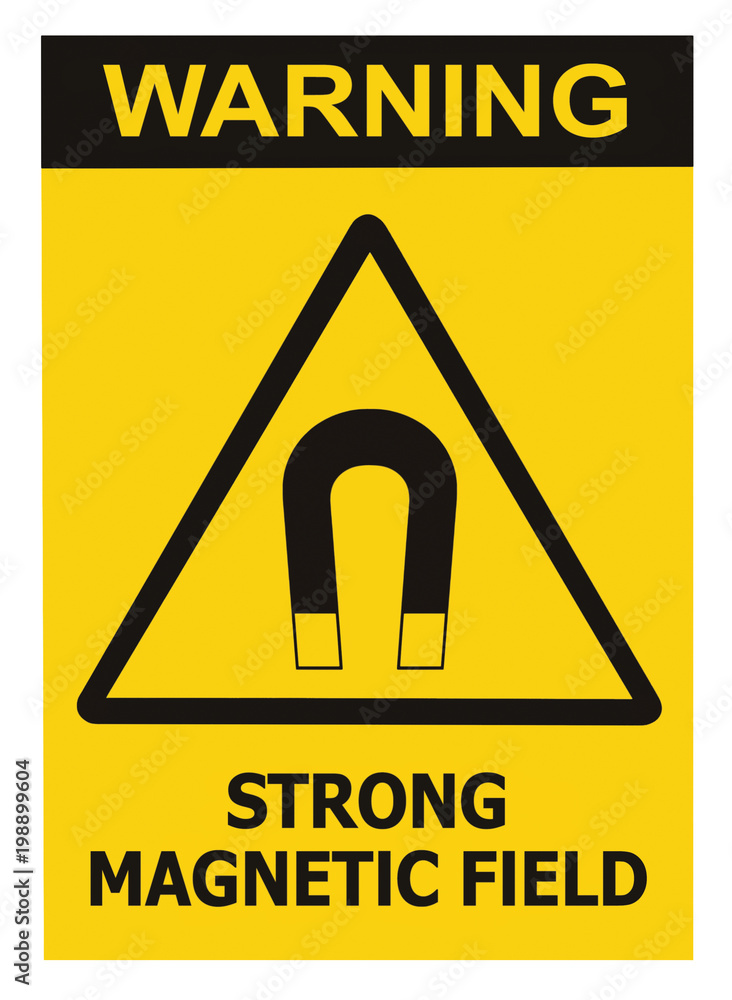Strong Magnetic Field Warning Sign Isolated Text Label, Hazard Safety ...