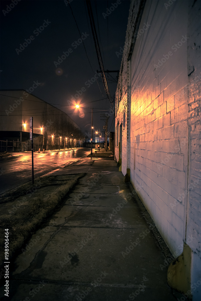 Empty Sidewalk At Night