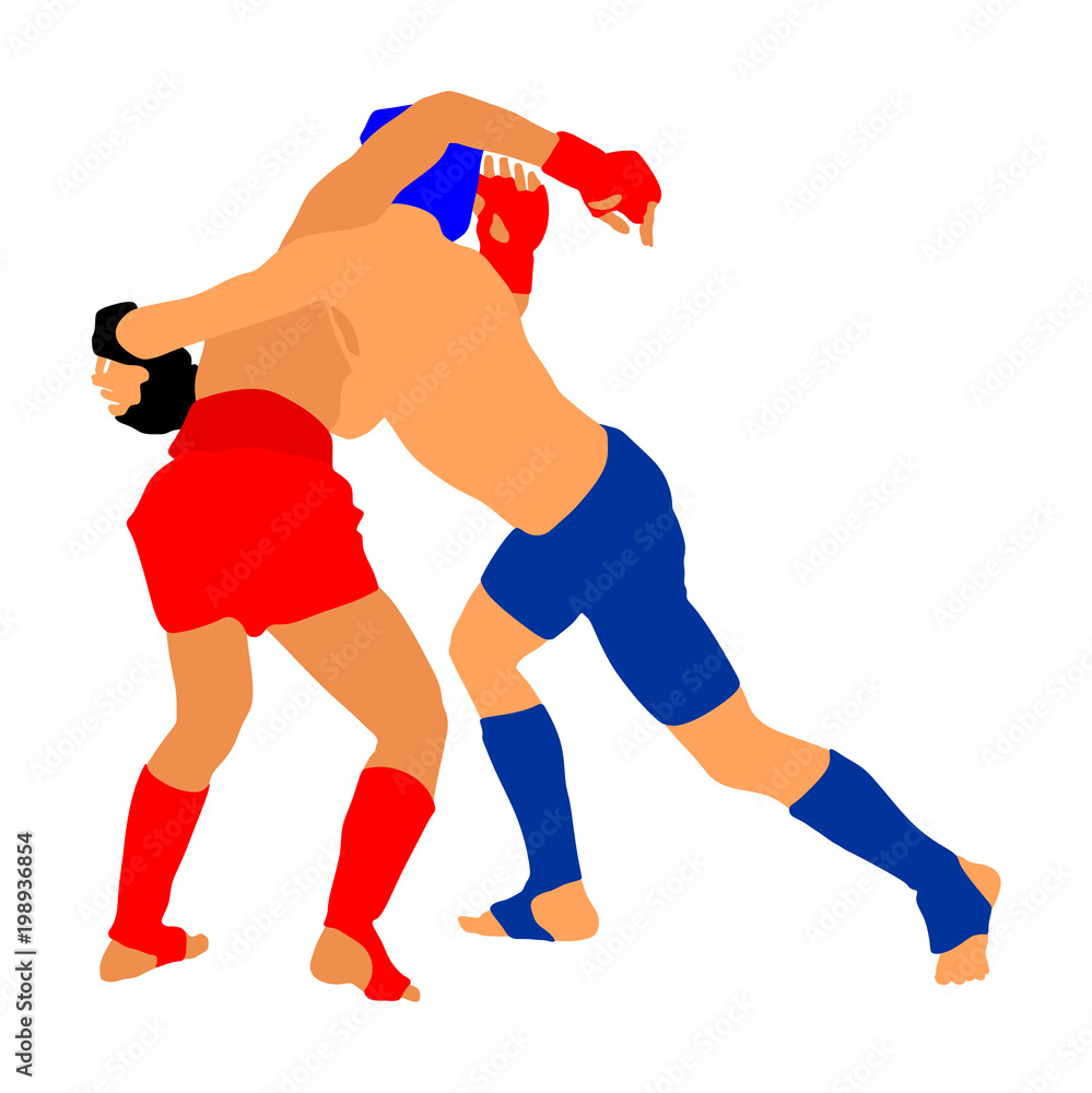 Two mma fighters vector illustration isolated on white background ...