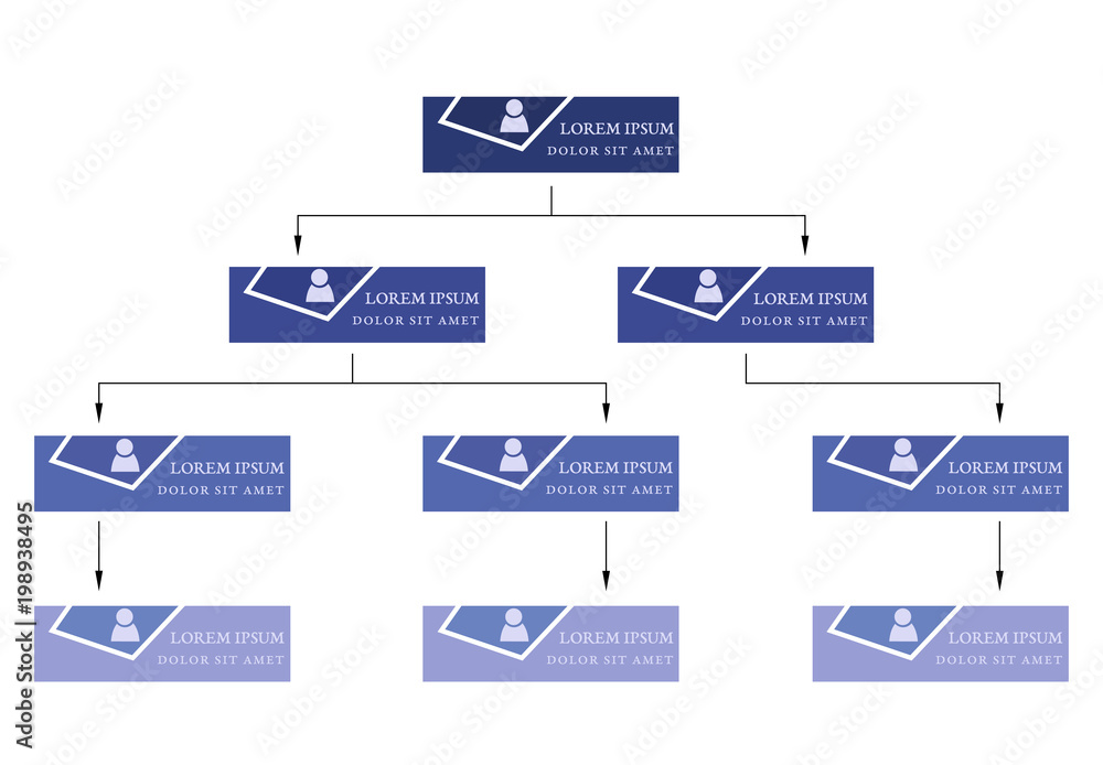 Blue business structure concept, corporate organization chart scheme ...