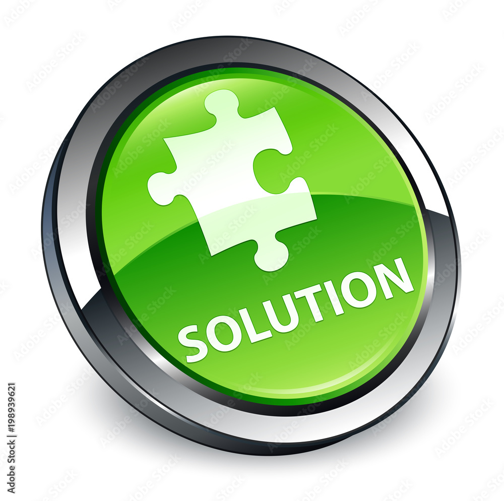 Solution (puzzle icon) 3d green round button Stock Illustration | Adobe ...