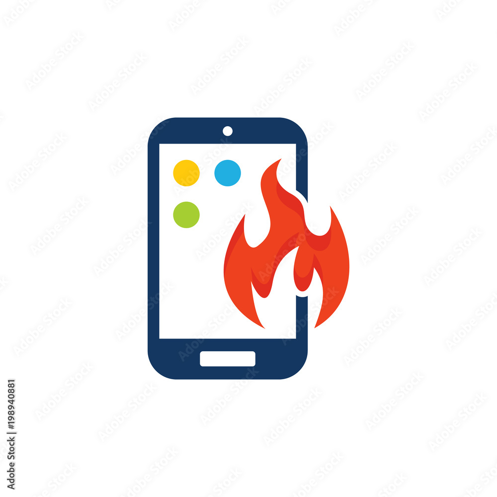 Burn Mobile Phone Logo Icon Design Stock Vector | Adobe Stock