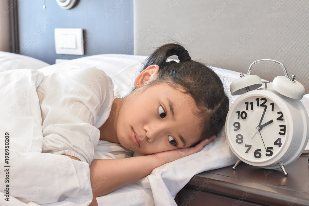 School kid suffering insomnia (sleeping disorder), mental health ...