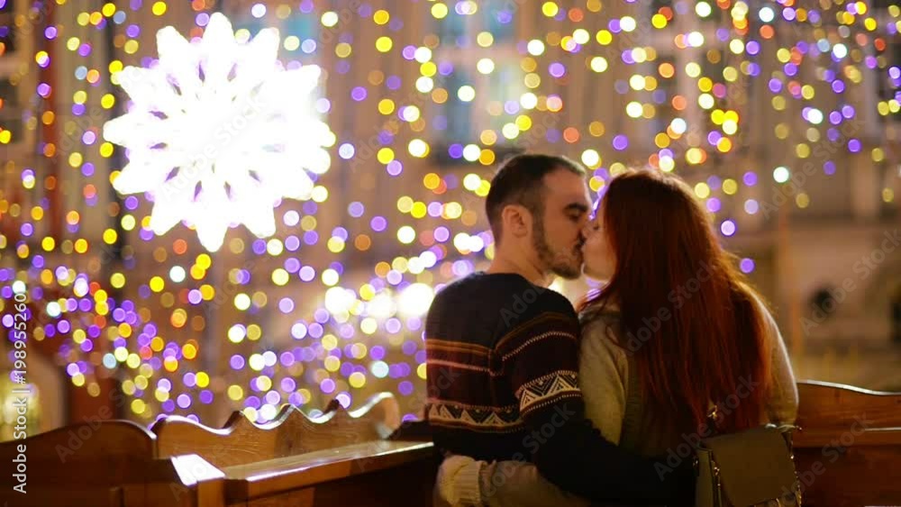 Romantic Couple with the Caucasian Appearance Kissing and Cuddling ...