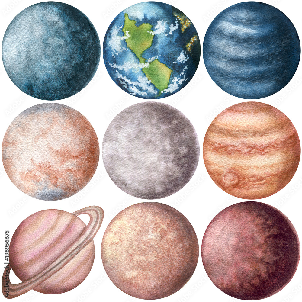 Watercolor Solar System