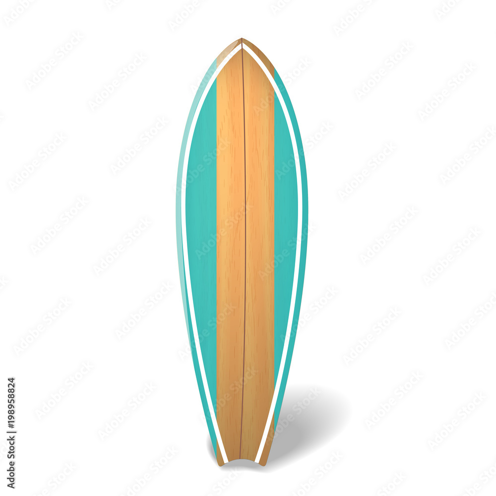 Vector wood surf board Summer Surfing Isolated realistic surfboard. Stock Vector | Adobe Stock