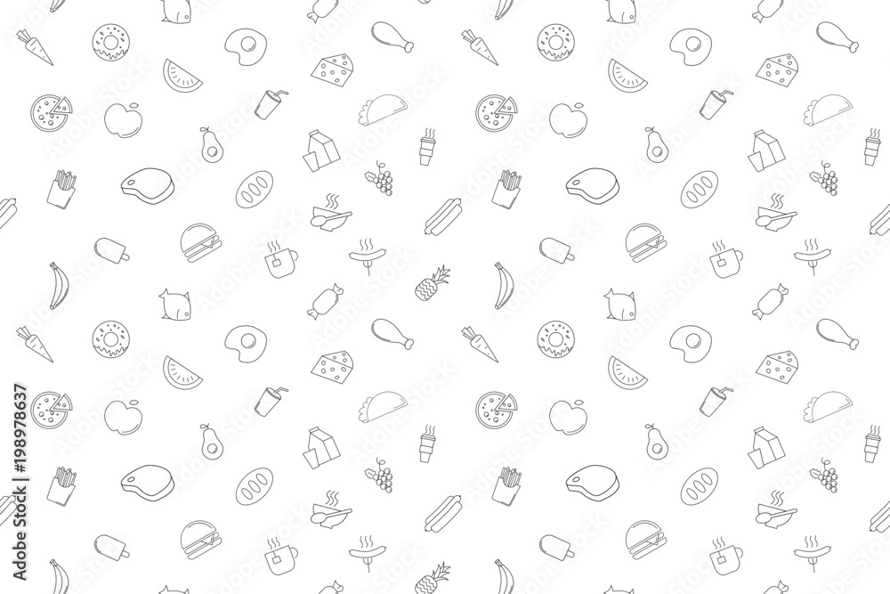 Vector food and drink pattern.Food and drink seamless background Stock ...