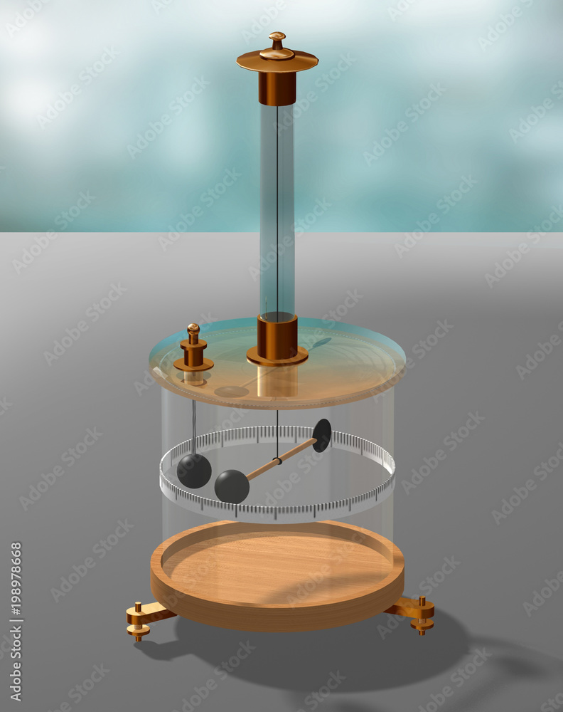 Coulomb's Torsion Balance. 3D illustration of the torsion balance ...
