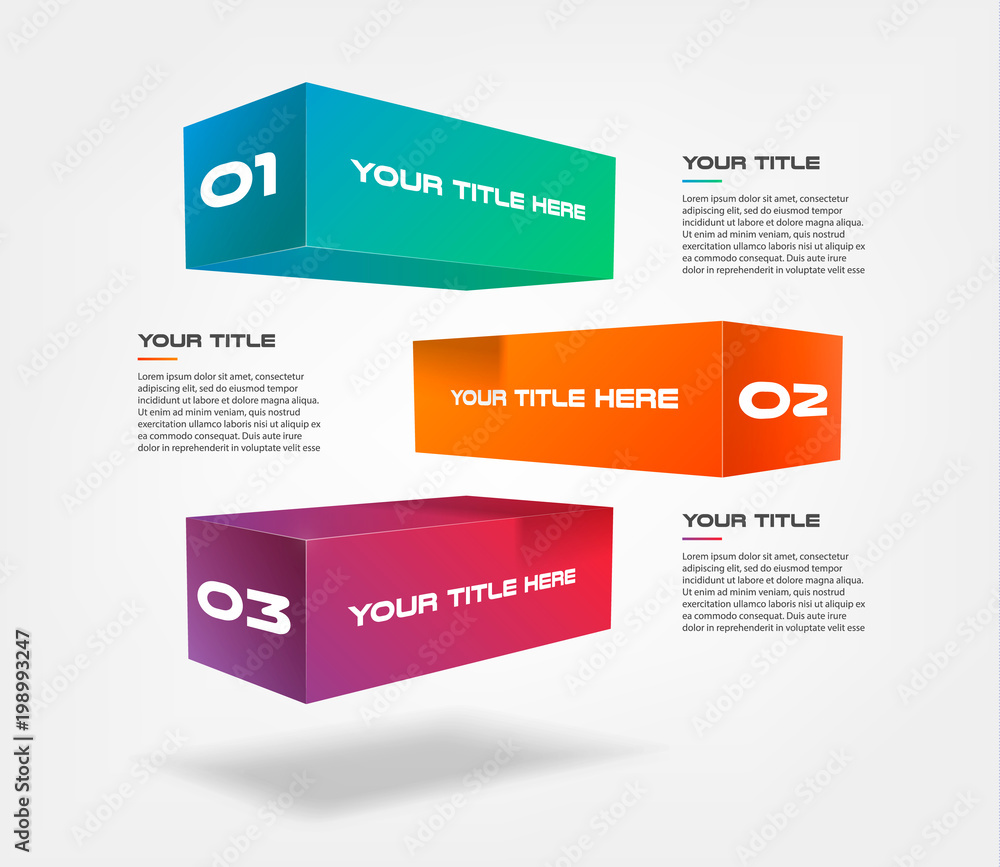 Vetor de 3d blocks infographics step by step. Element of chart, graph ...