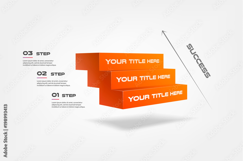 3d blocks, stairs of success, infographics step by step. Element of ...
