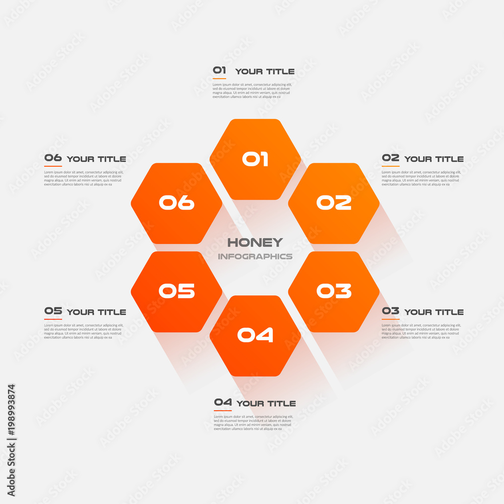 Honeycombs, gradient infographics step by step. Element of chart, graph ...