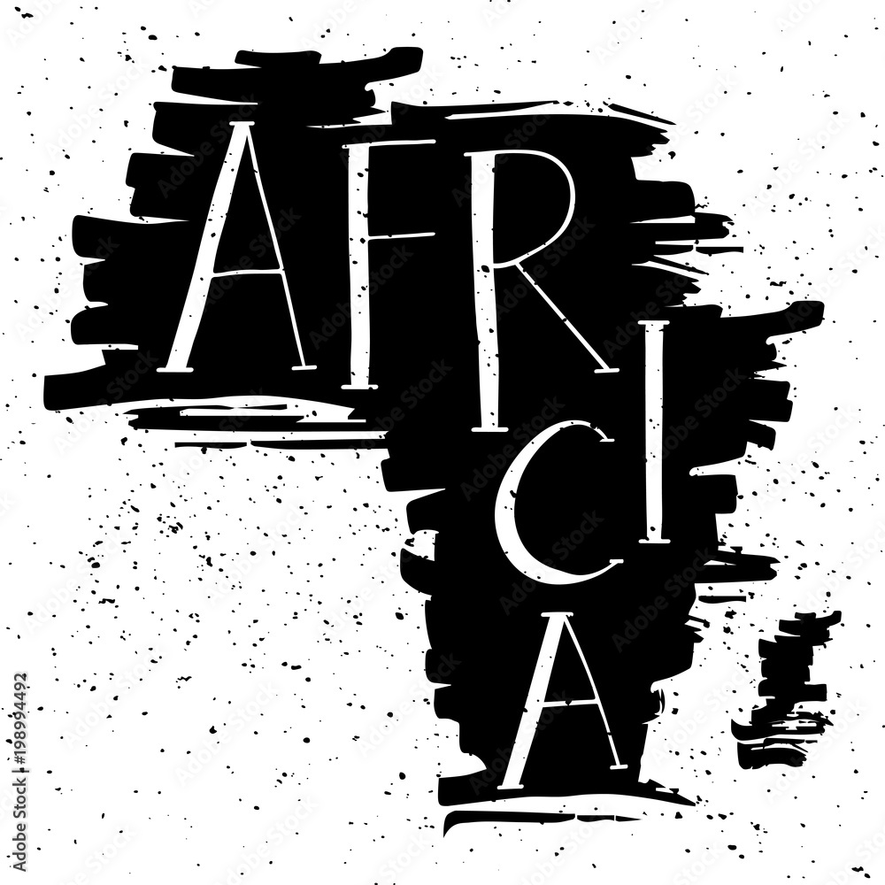 Africa. Handwritten lettering in silhouette of continent. Inspirational ...