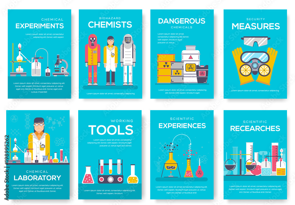 Biohazard chemists brochure cards set. chemistry lab template of flyear ...