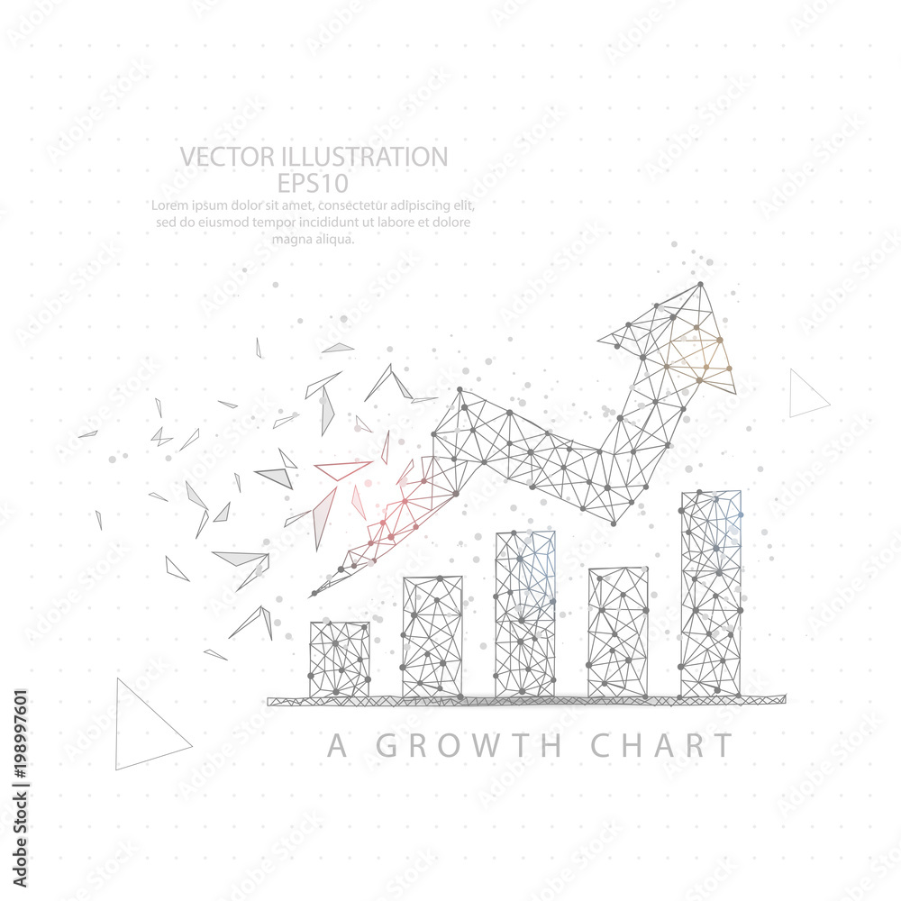 Up arrow graph chart wire frame low poly. Stock Vector | Adobe Stock