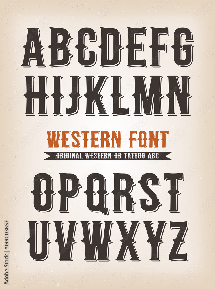 Vintage Western And Tattoo ABC Font Stock Vector | Adobe Stock