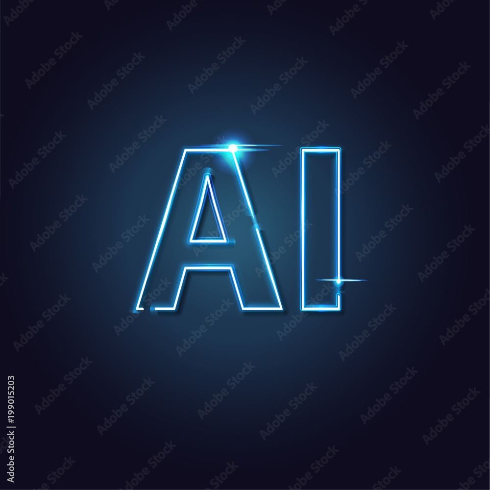 AI Letter Neon light (Artificial Intelligence). Easy to use for adding ...