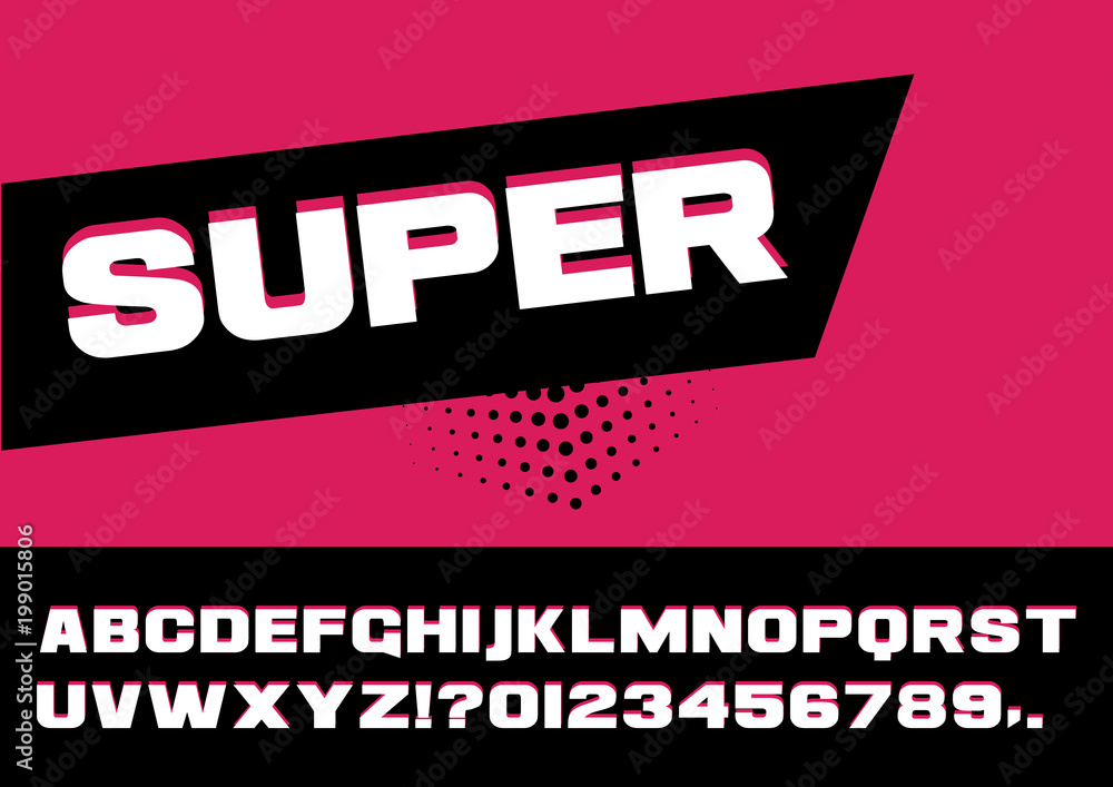 White and pink font, alphabet and numbers. Vector illustration Stock ...