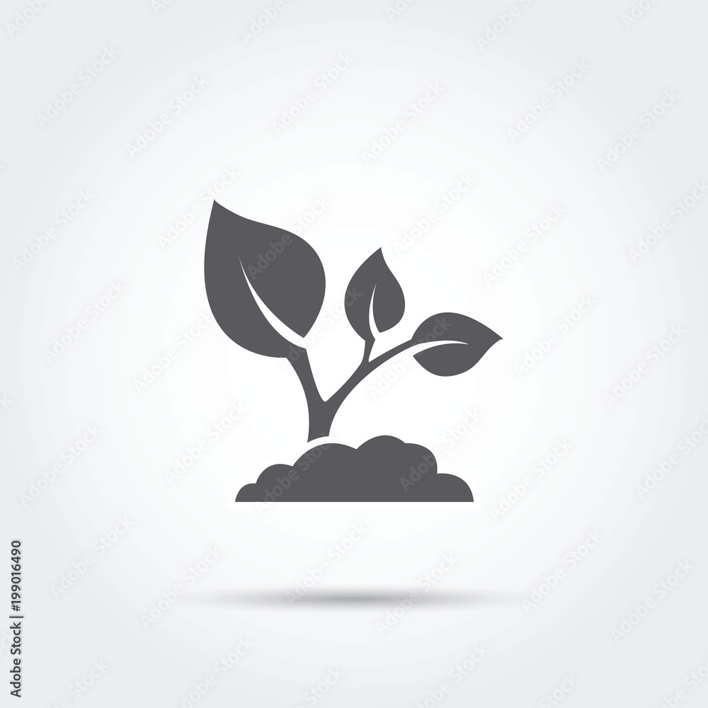 Seedling, process, seed, icon, silhouette. Vector illustration. Stock ...
