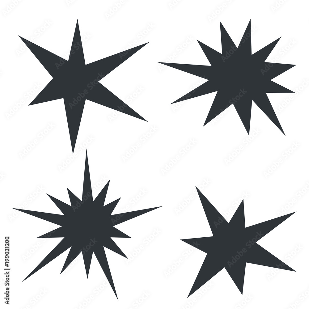 Starburst splash star black icon set, vector illustration Stock Vector ...