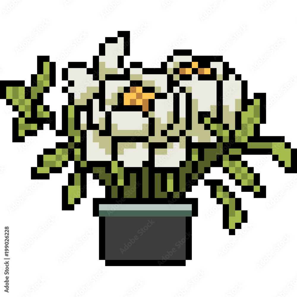 vector pixel art flower pot Stock Vector | Adobe Stock