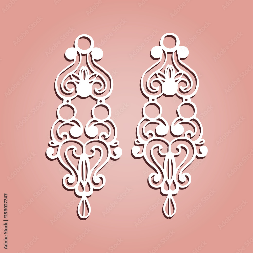 Set of vector jewelry. Laser cut ornamental pendant template. Stock ...