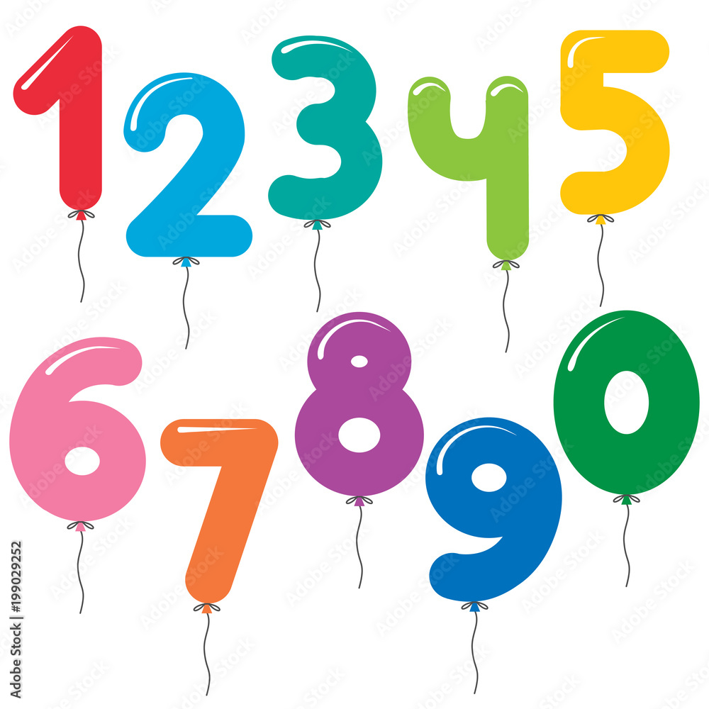 Vector set of number shaped colorful balloons Stock Vector | Adobe Stock