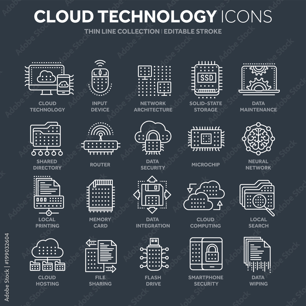 Cloud computing. Internet technology. Online services. Data ...