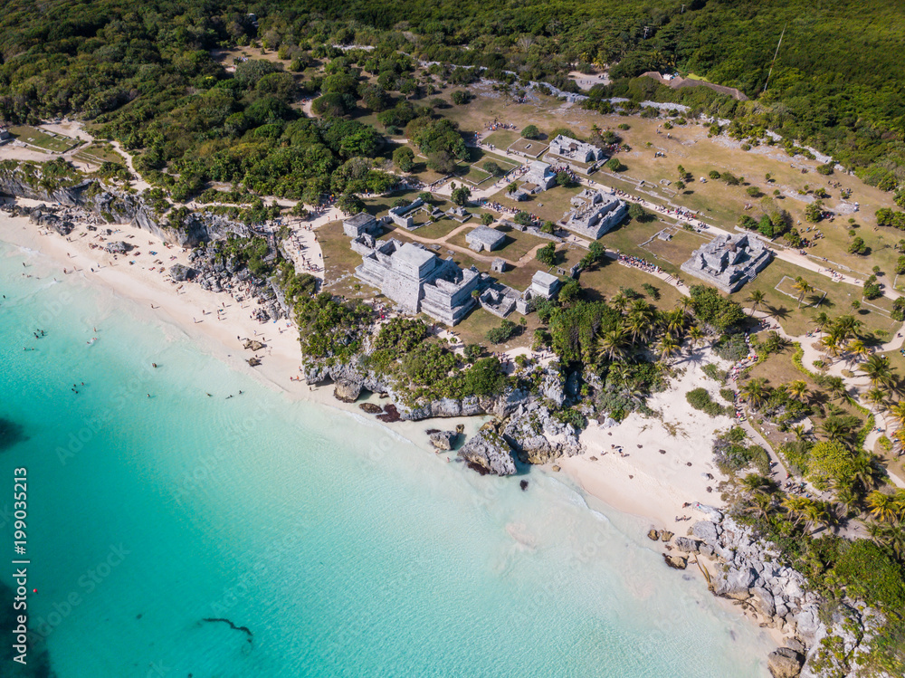 Ruins of Tulum, Mexico overlooking the Caribbean Sea in the Riviera ...