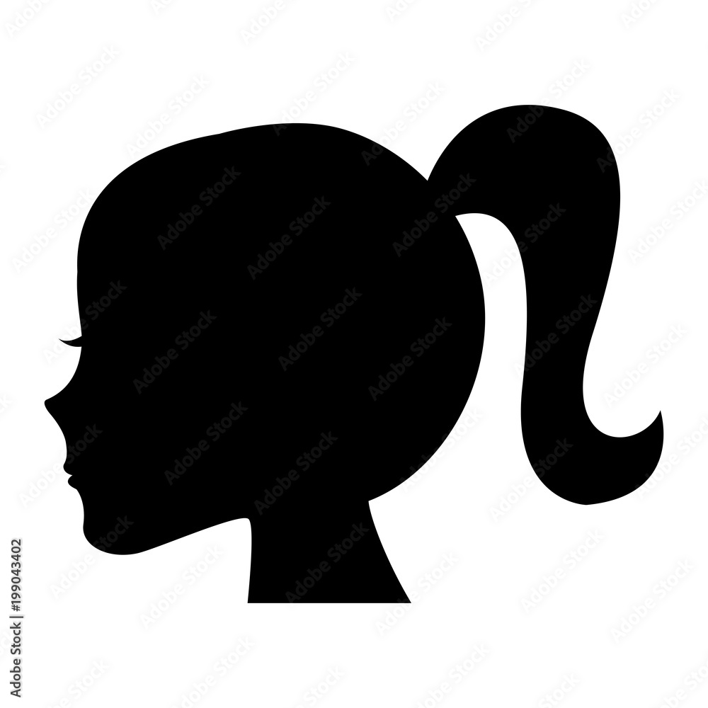 female head profile silhouette vector illustration design Stock Vector ...