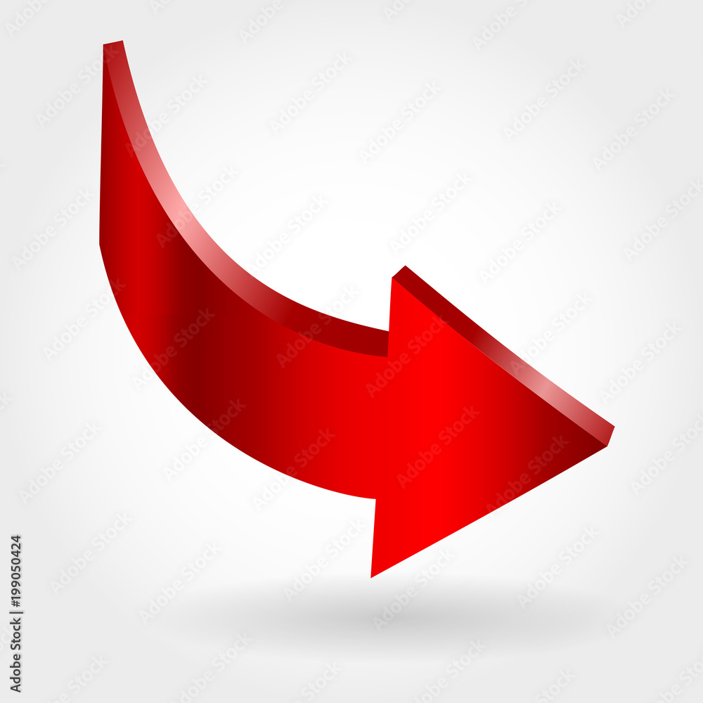 Red arrow and neutral white background. 3D illustration Stock Vector ...