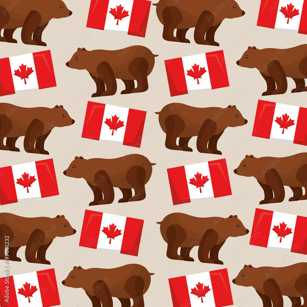 canada pattern flags and grizzly bear image vector illustration Stock ...