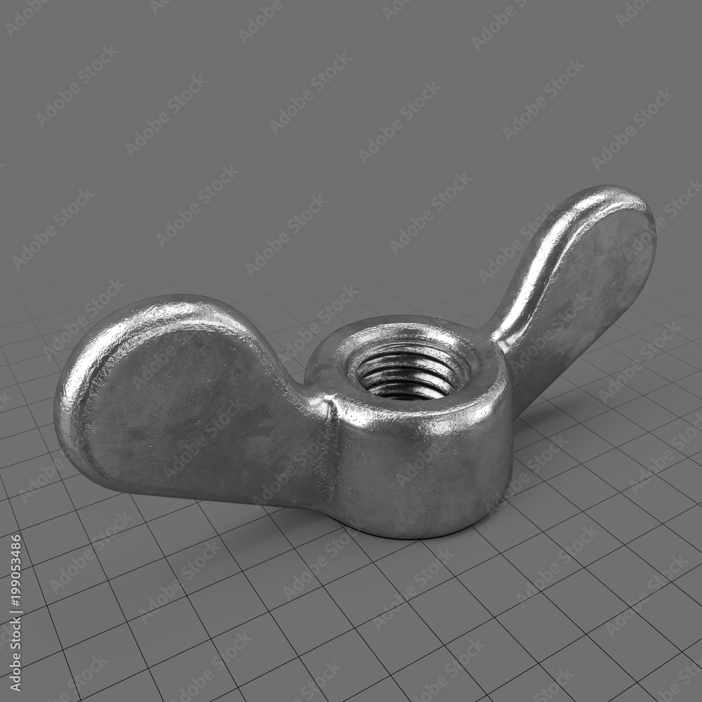 Wing nut with rounded edges Stock 3D asset | Adobe Stock