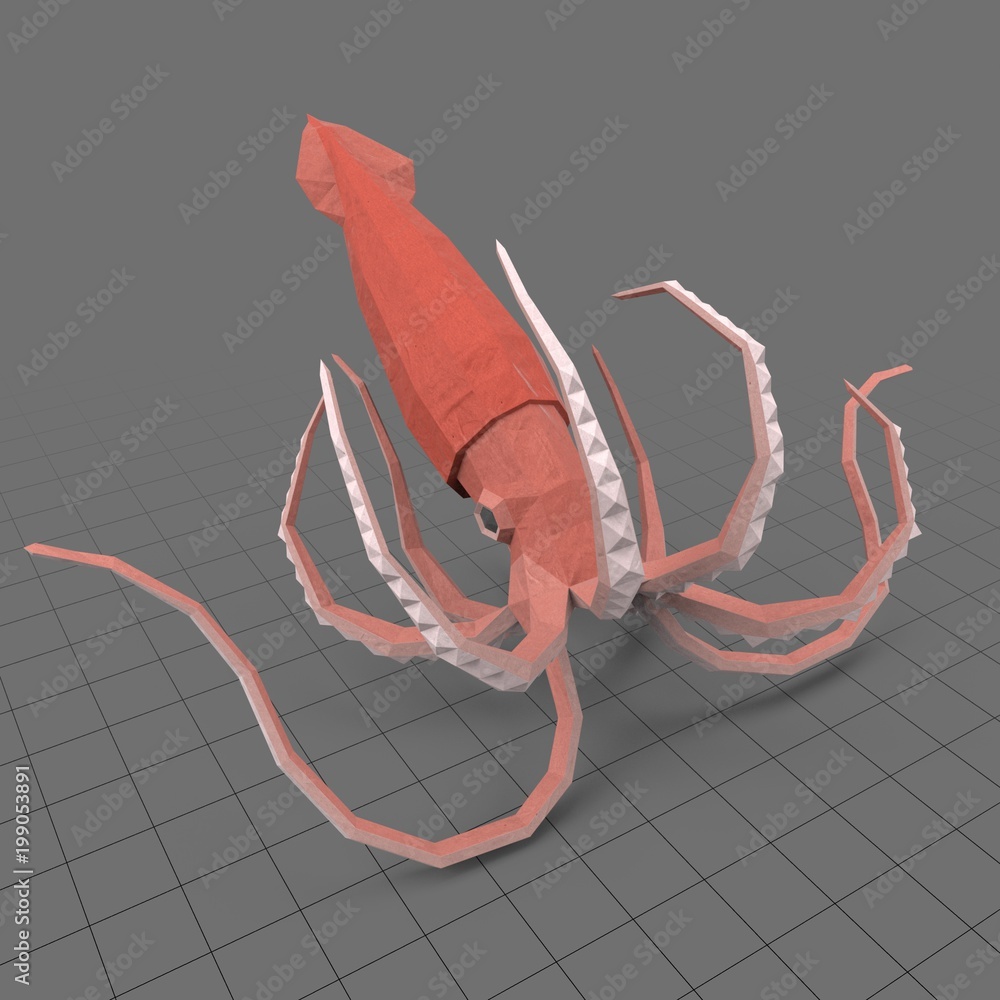 Stylized squid floating Stock 3D asset | Adobe Stock