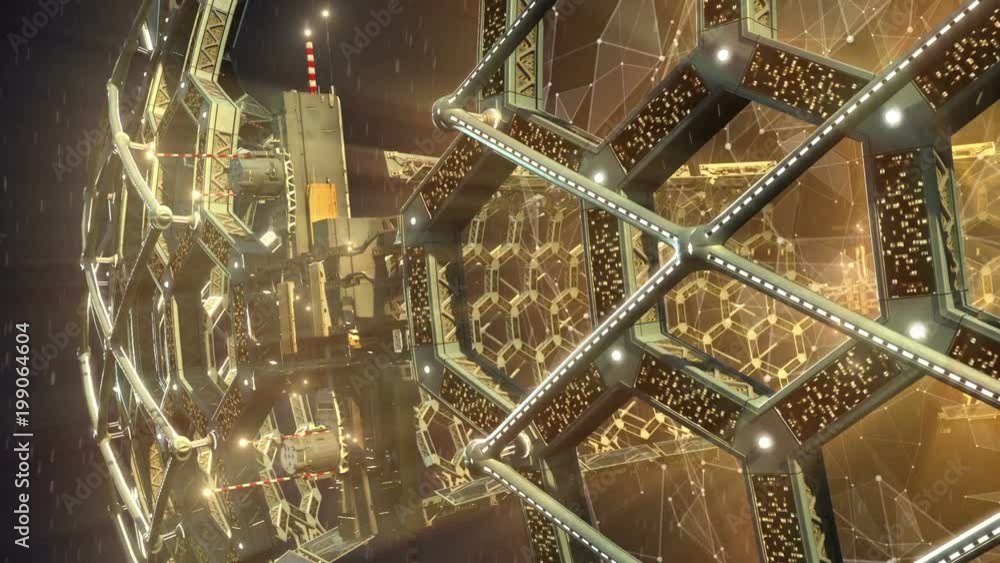 Vidéo Stock Deep space animation of a honeycomb geodesic structure ...