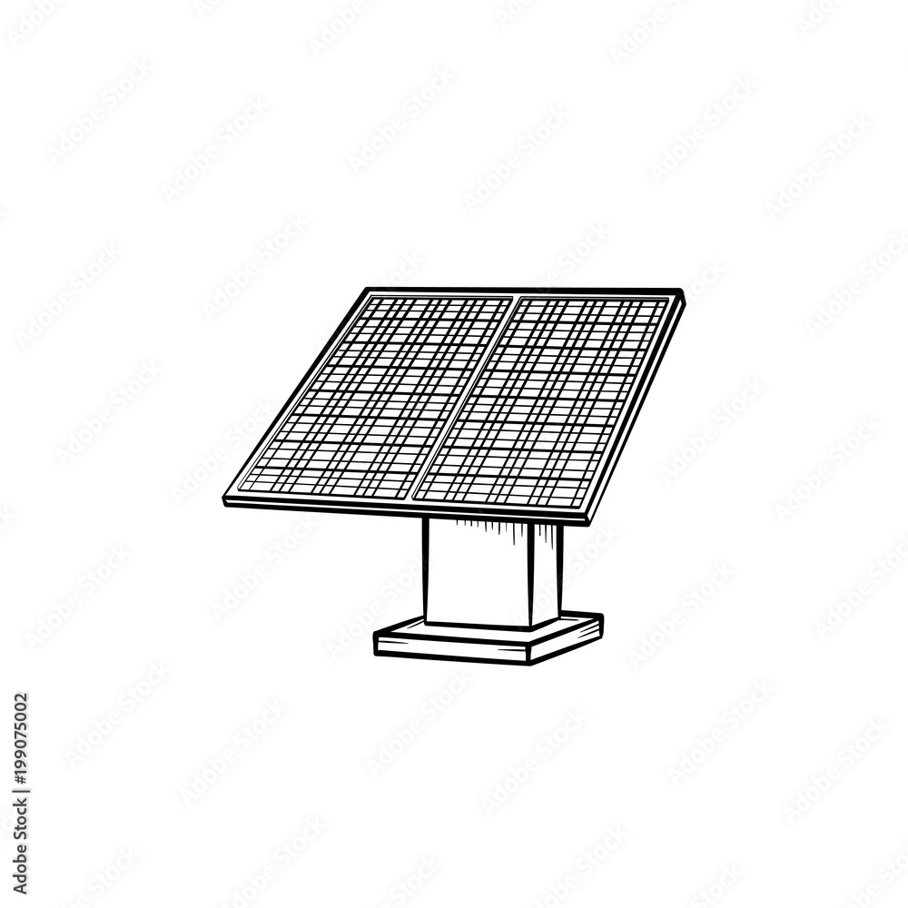 Solar panel hand drawn outline doodle icon. Equipment for renewable ...