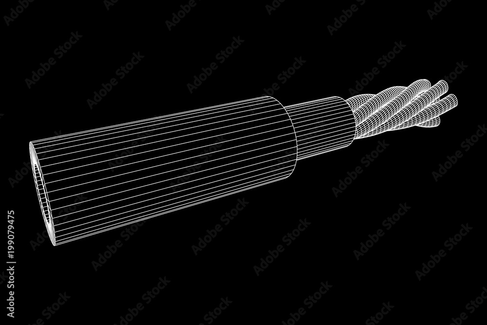 Electrical cable cleared wire. Wireframe low poly mesh vector ...