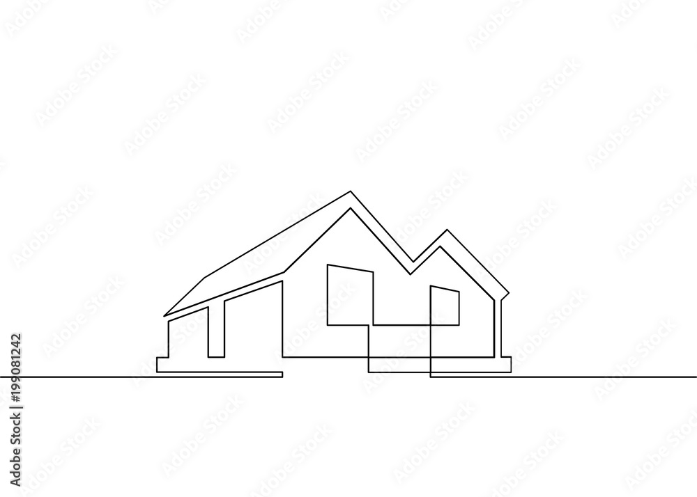 one line logo design of real estate house market agency Stock Photo ...