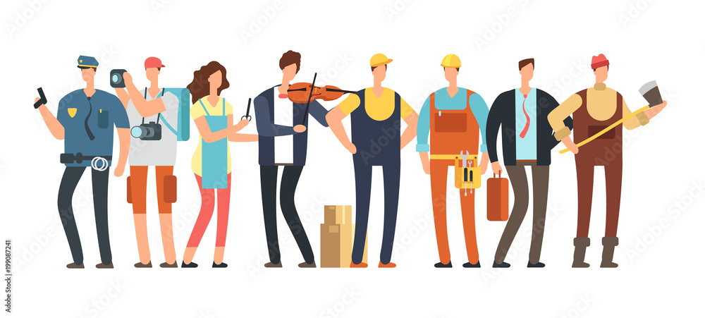 Men and women of different professions. Professional people group ...