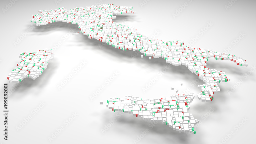 3D Map of Italy - Europe | 3d Rendering, mosaic of little bricks ...