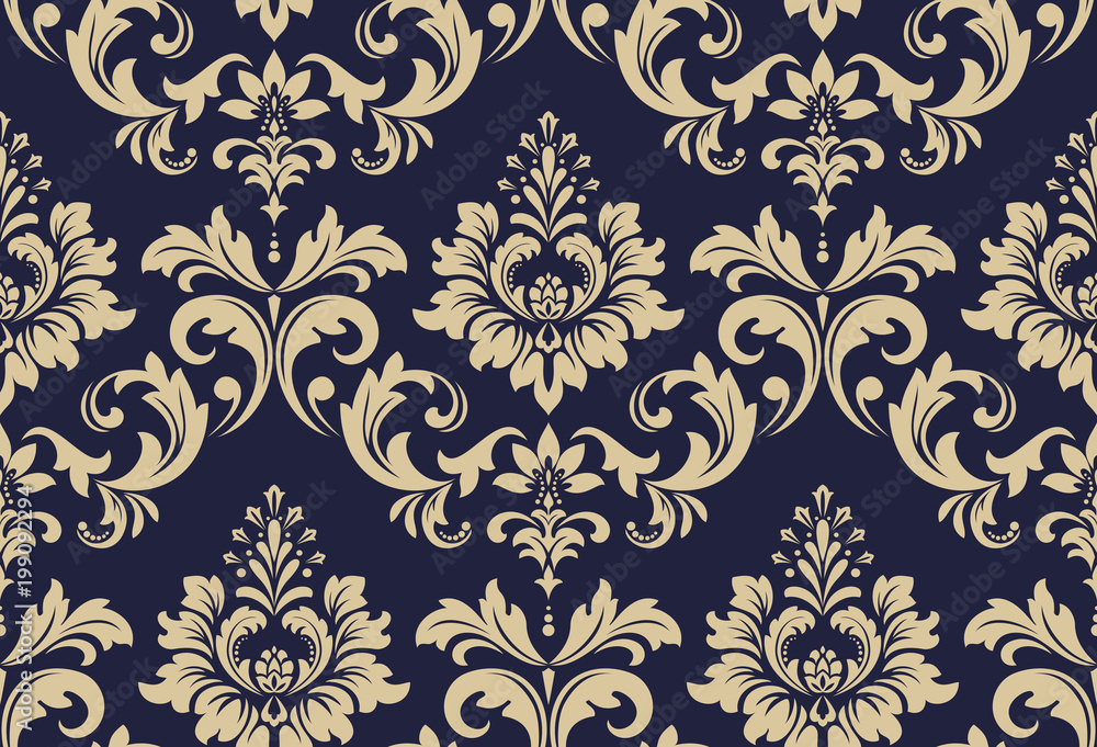 Wallpaper in the style of Baroque. A seamless vector background. Black ...