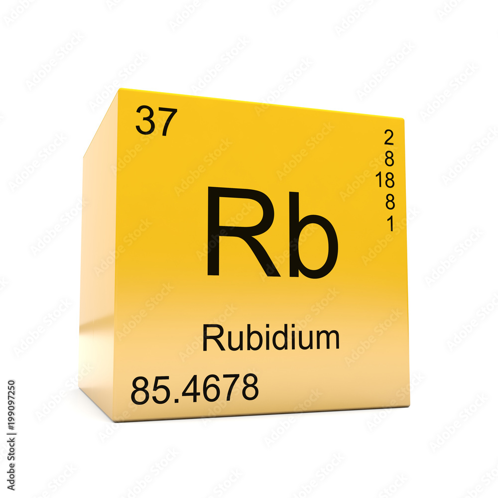 Rubidium chemical element symbol from the periodic table displayed on ...